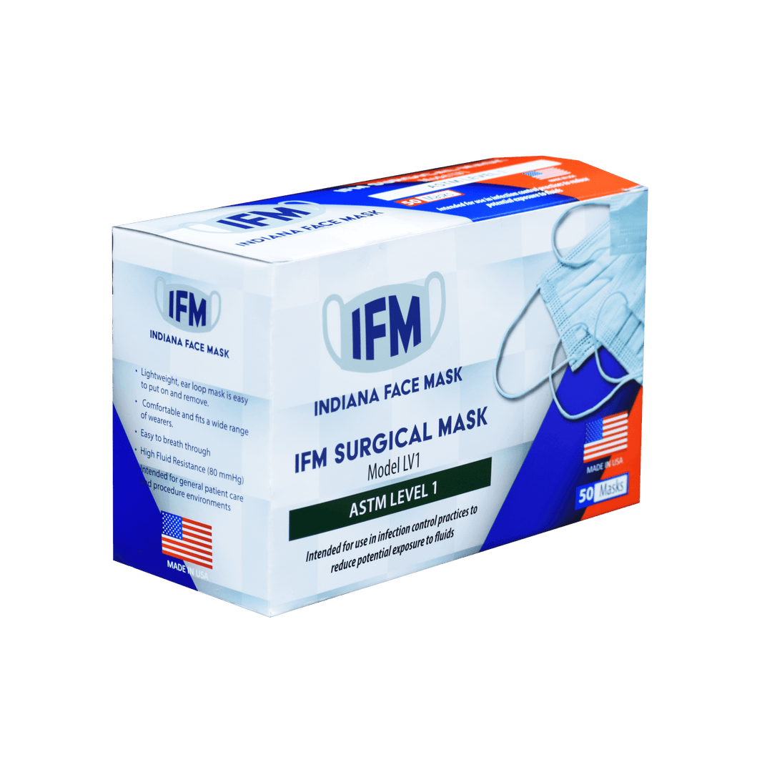 ASTM Level 1 Surgical Face Mask [50ct Box] IFM-LV1 - Indiana Face Mask ...